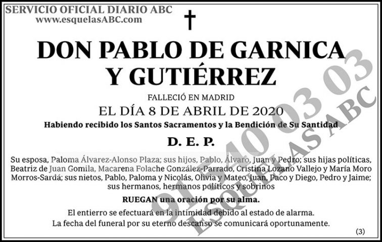 Pablo de Garnica y Gutiérrez - Esquelas ABC