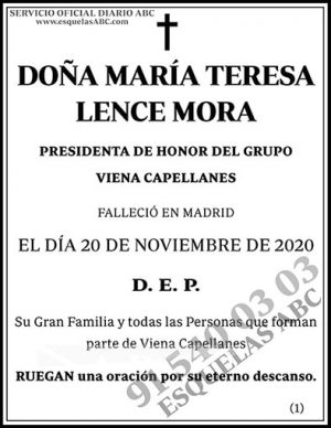 María Teresa Lence Mora - Esquelas ABC