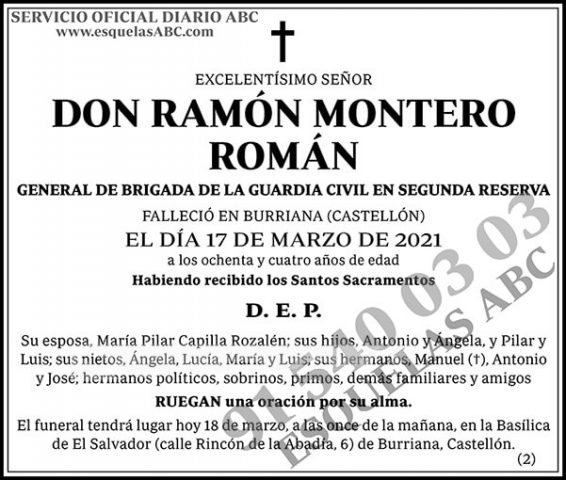 Ramón Montero Román - Esquelas ABC
