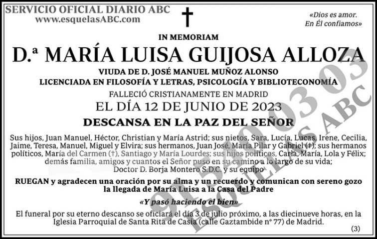María Luisa Guijosa Alloza - Esquelas ABC