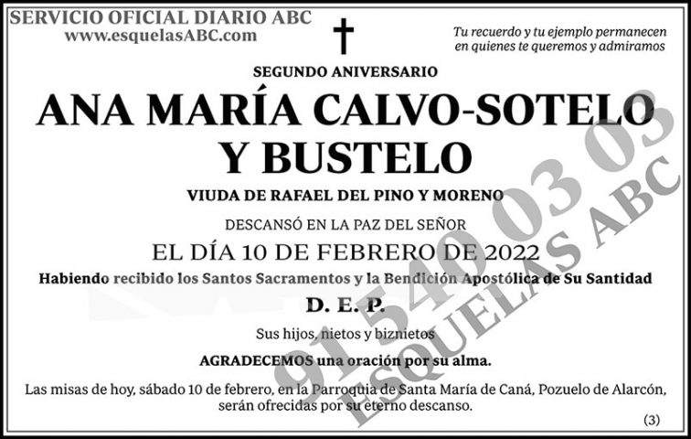 Ana María Calvo-Sotelo y Bustelo - Esquelas ABC